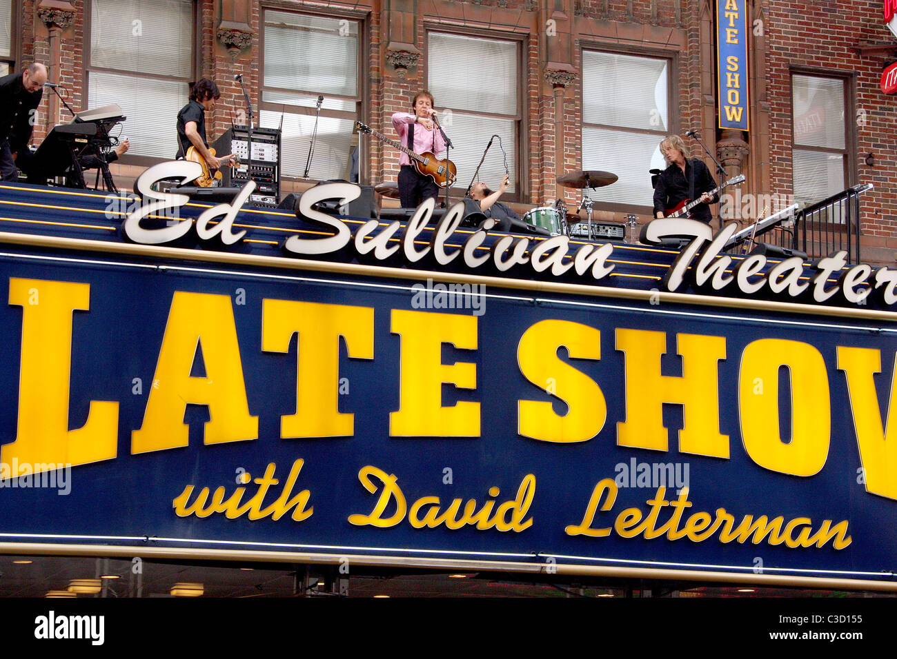 Paul McCartney performing live on the marquee of the Ed Sullivan ...