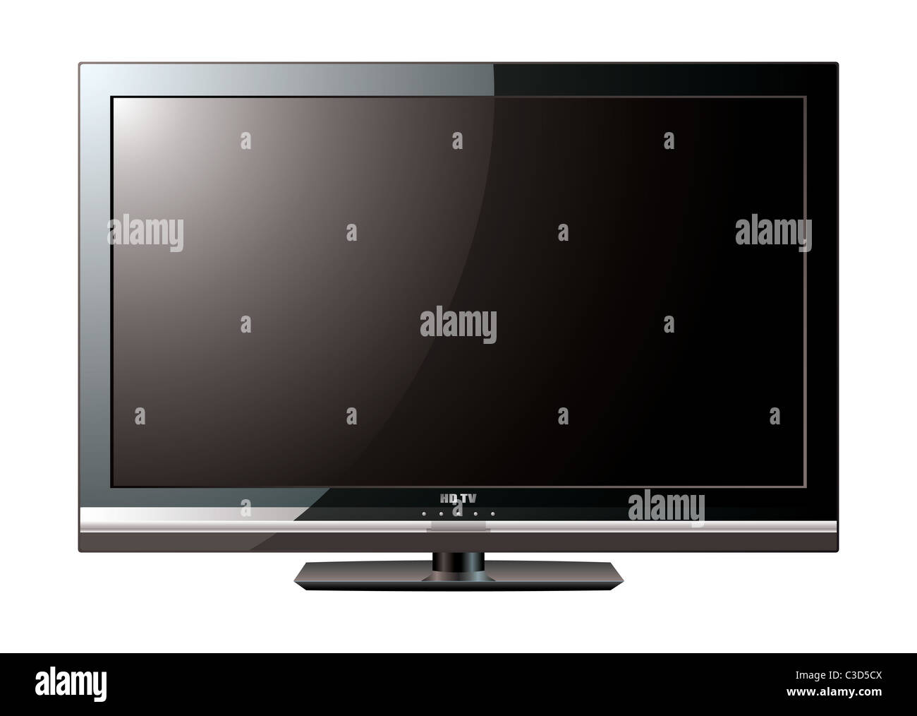 Modern black flat screen lcd television monitor with light reflection ...