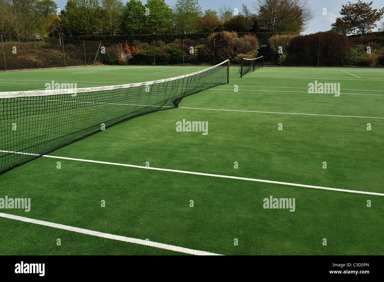 Green tennis court, ready for the next game Stock Photo - Alamy