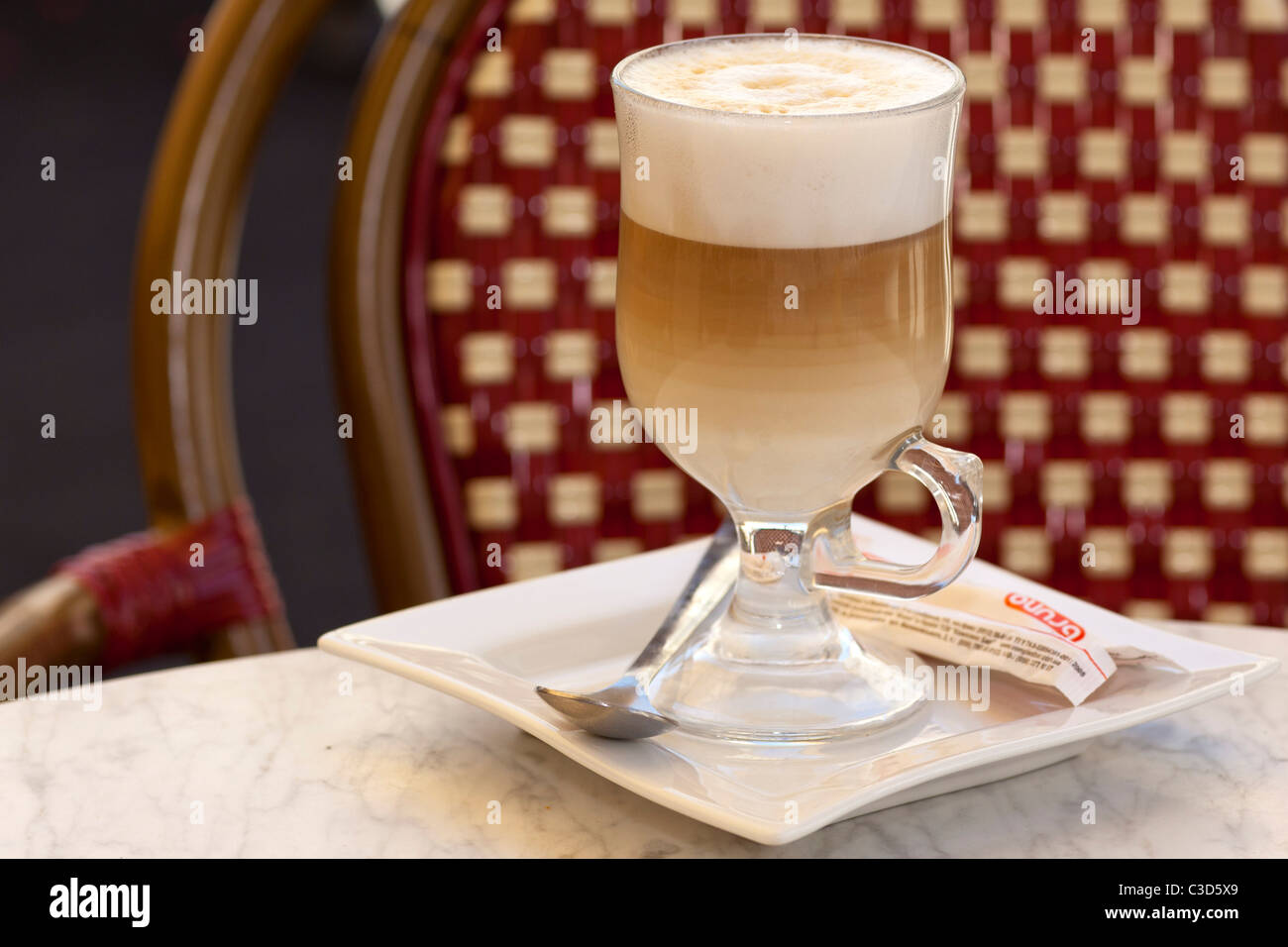 Coffee latte glass in cafe Stock Photo - Alamy