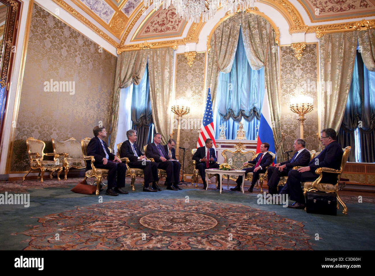 US President Barack Obama meets with Russian President Medvedev in the Kremlin Moscow, Russia ...