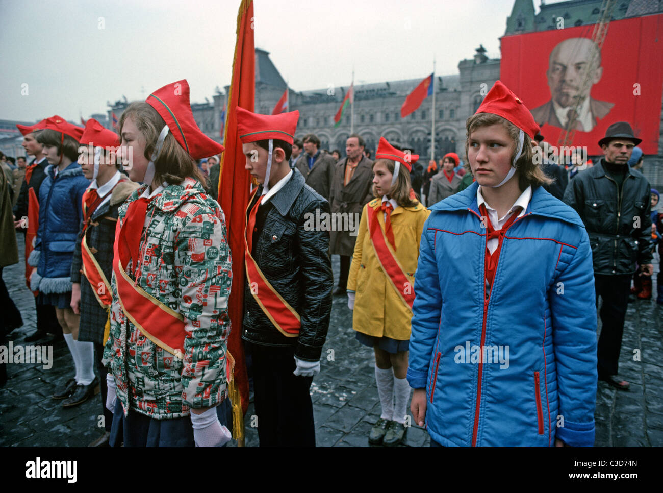 Russian Communist Pioneer Children in Red Square, Moscow, Russia Stock ...