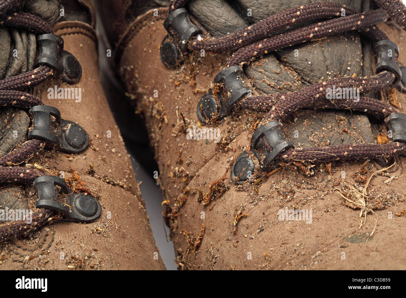 Black worn out old work boots hi-res stock photography and images - Alamy