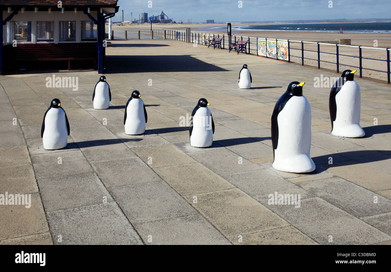 Redcar penguin statues Stock Photo - Alamy
