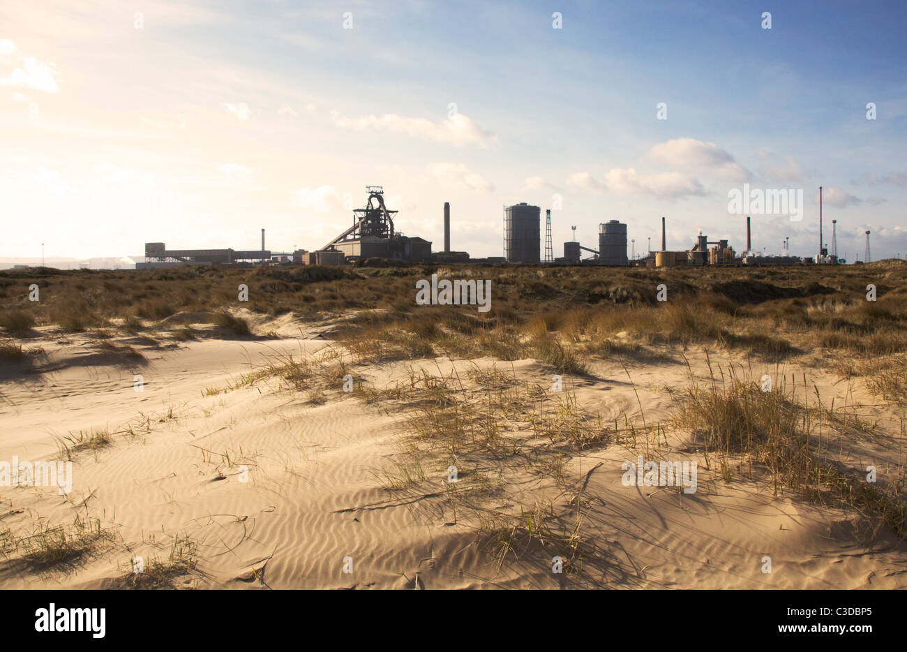 Redcar, steelworks and sand dunes Stock Photo - Alamy