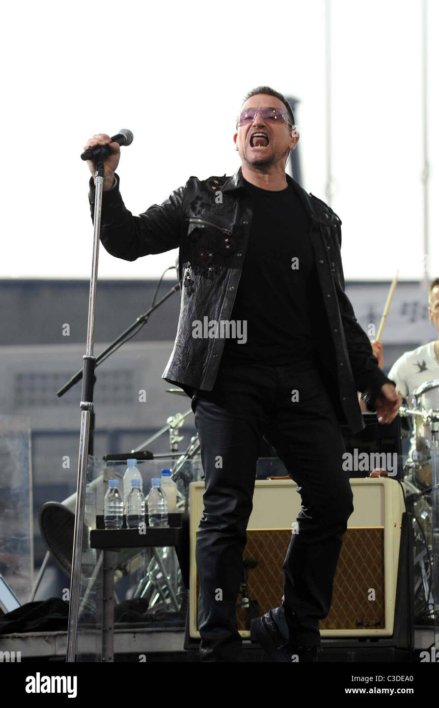 Bono U2 play the first of three sold out shows in their home town of ...