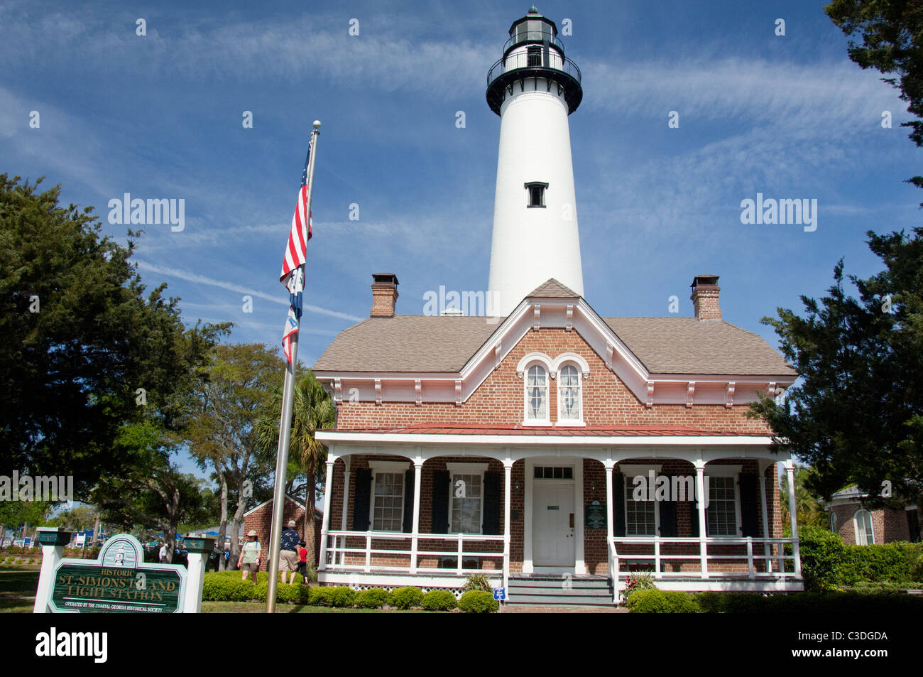 Georgia, St. Simons Island. Historic St. Simons Island Lighthouse, c ...