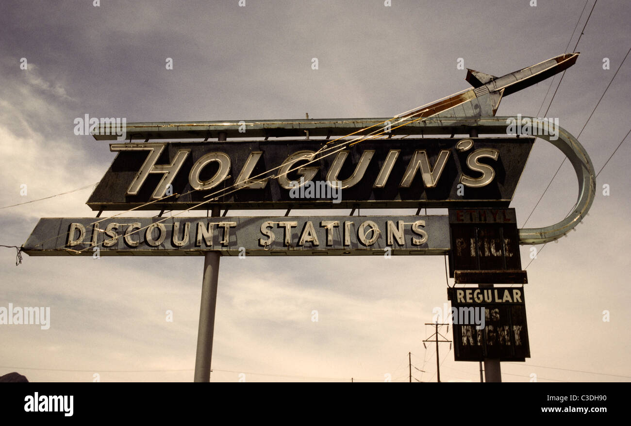 Neon Gas Sign, with Rocket, El Paso,Texas, USA Stock Photo - Alamy