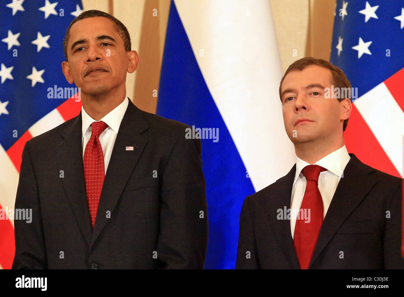 U.S. President Barack Obama and President Dmitry Medvedev of Russia ...