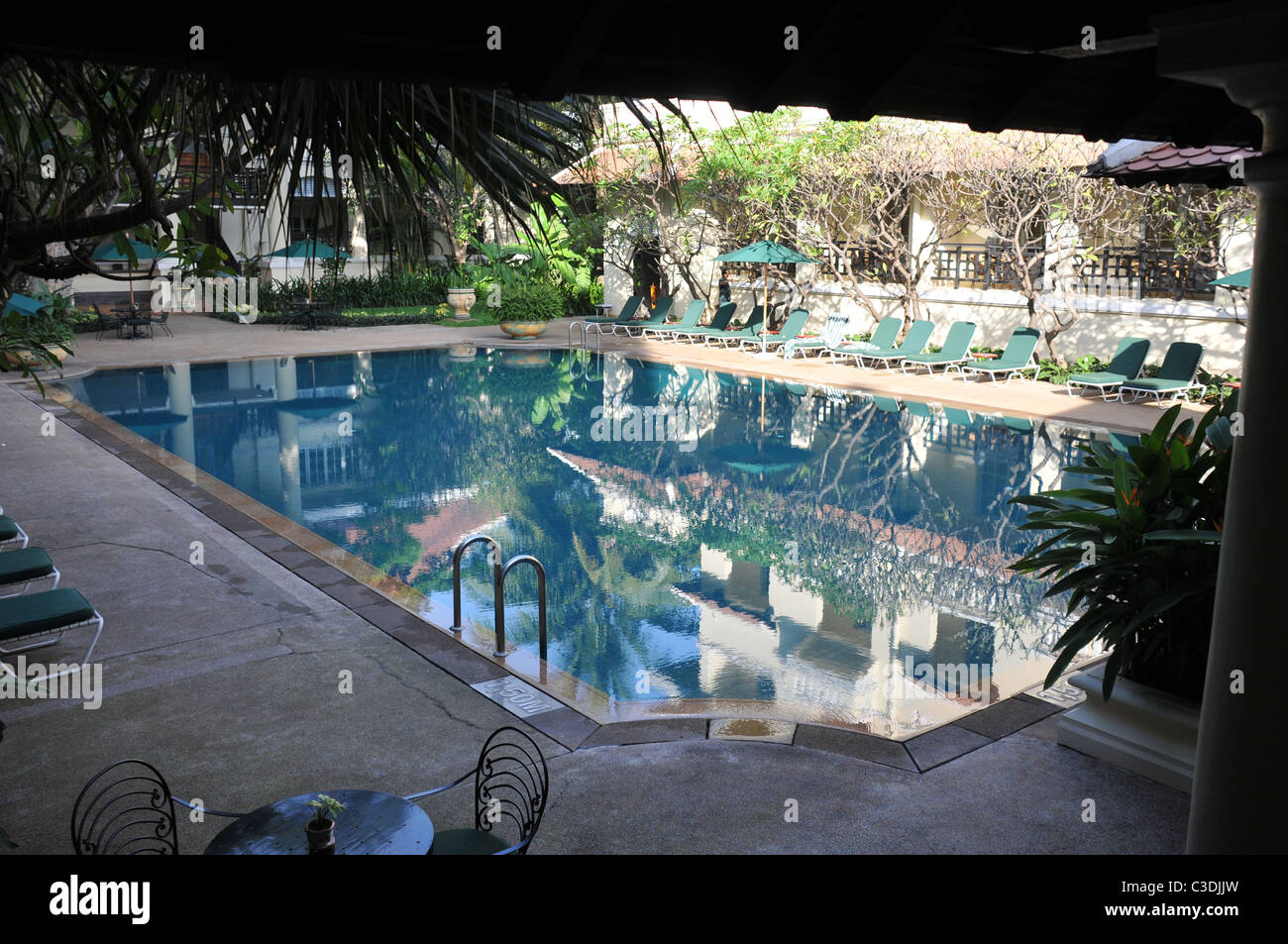 Pool Area, Raffles Hotel, Phnom Penh, Cambodia Stock Photo - Alamy