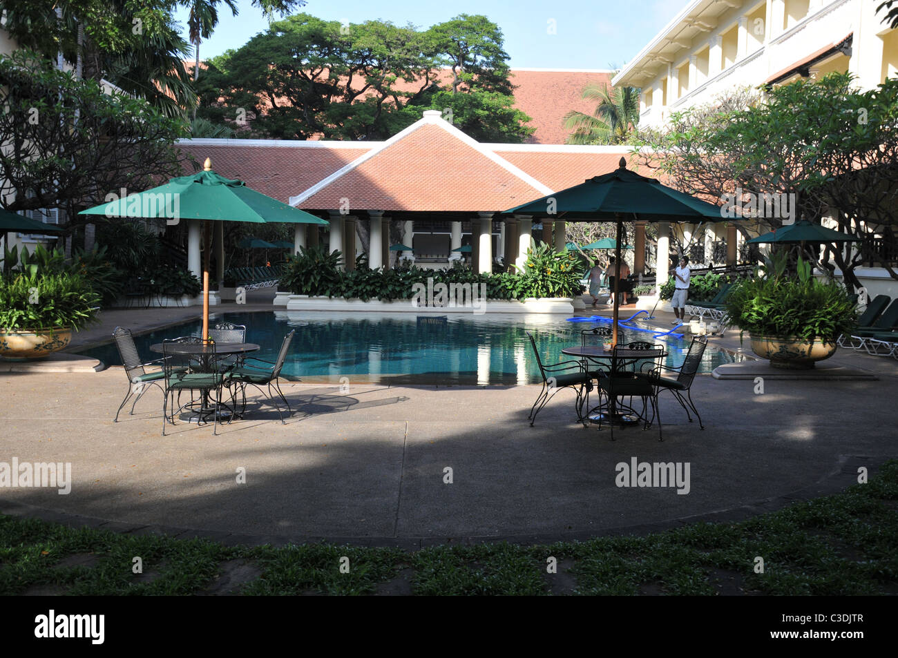 Pool area, Raffles Hotel, Phnom Penh, Cambodia Stock Photo - Alamy