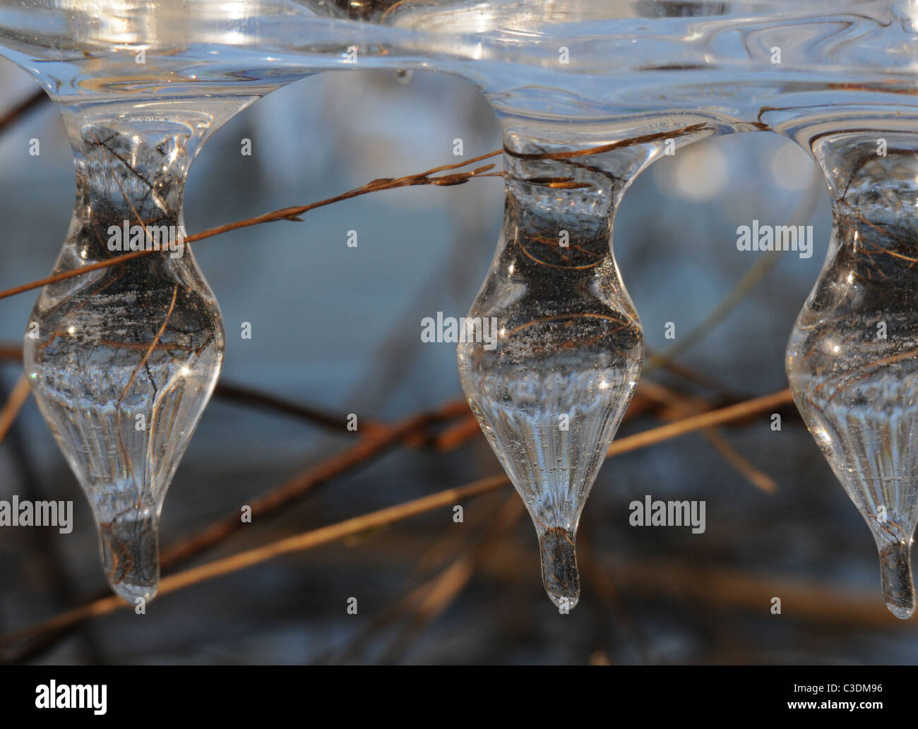 icicles, nature's own building of ice, small details in the ice, macro ...