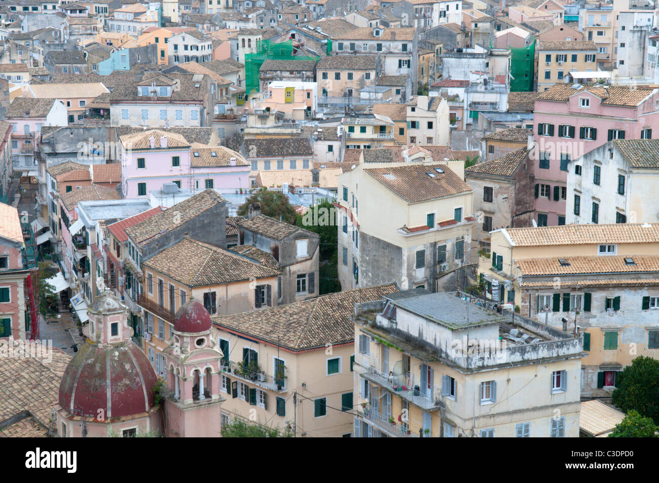 Corfu, Greece. October. rooftops in Corfu Town. Seen from the Venetian ...