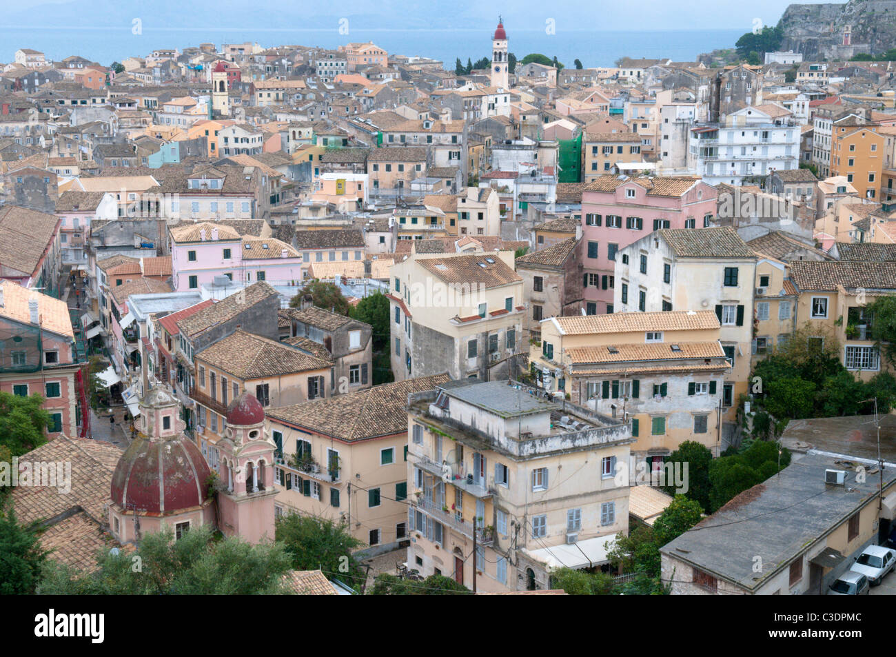 Corfu, Greece. October. rooftops in Corfu Town. Seen from the Venetian ...