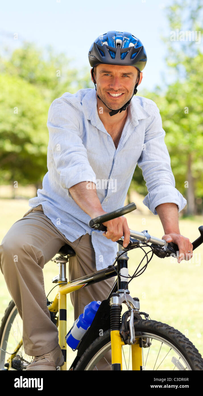 Man with his bike Stock Photo - Alamy