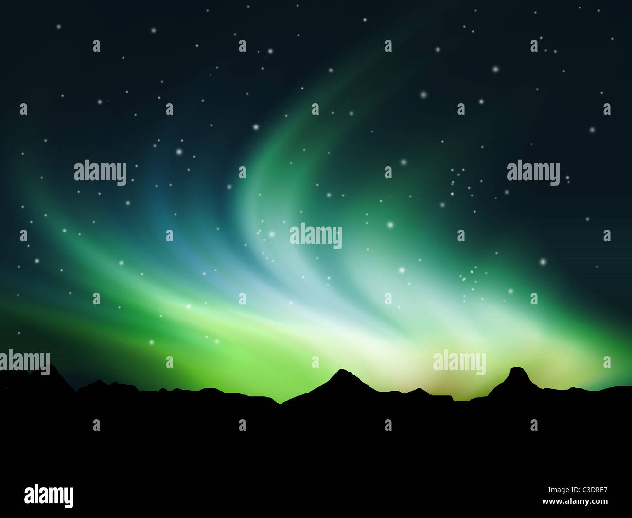 Background showing Northern lights in the sky Stock Photo - Alamy