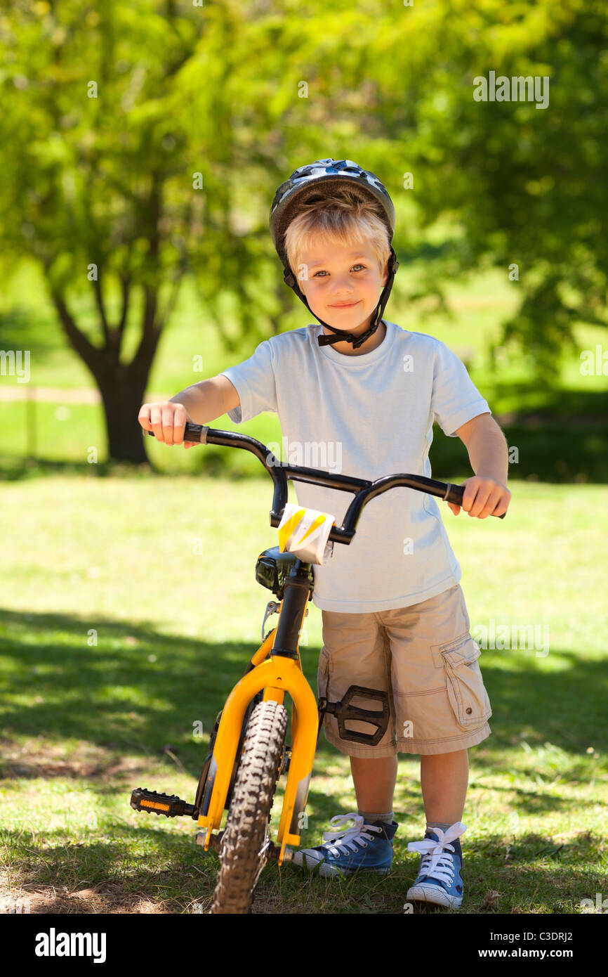 Boy with his bike Stock Photo - Alamy