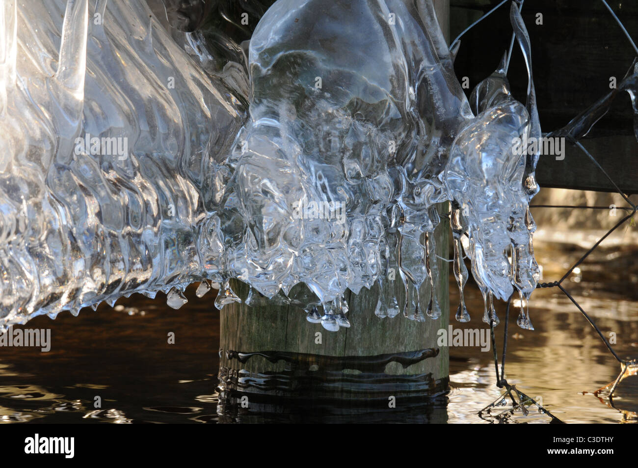 Ice formation under a bridge, ice, winter, cold, H2O in solid form ...