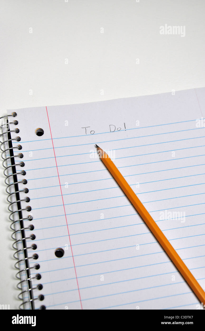 A notebook on a white background with a to do list heading on it Stock ...