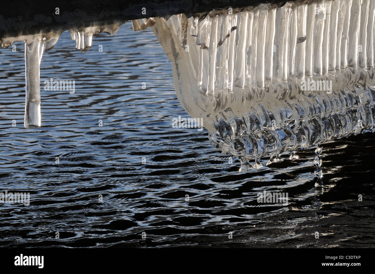 Ice formation under a bridge, ice, winter, cold, H2O in solid form ...