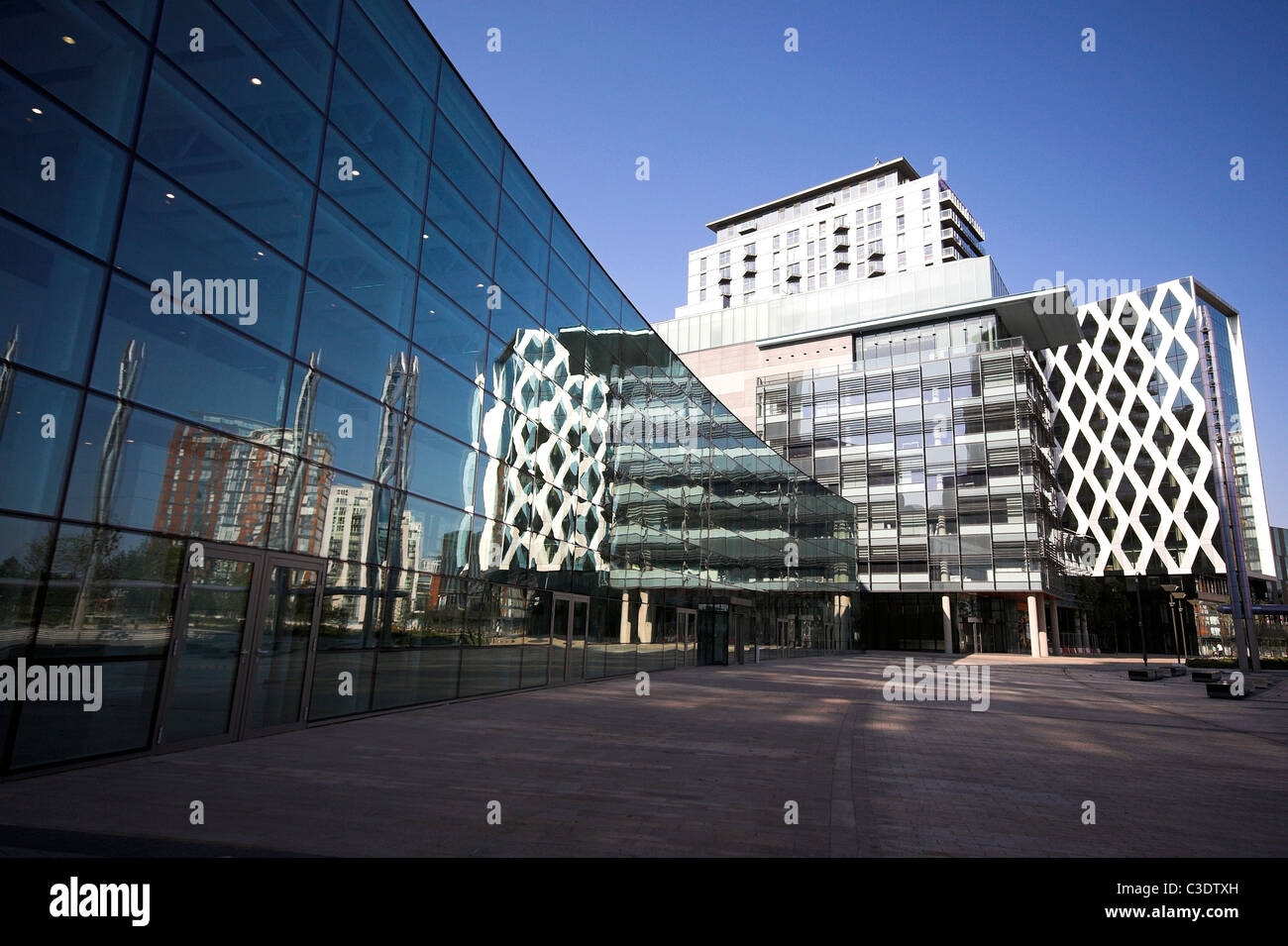Reflections in the modern glass architecture, The Studios, Media City ...