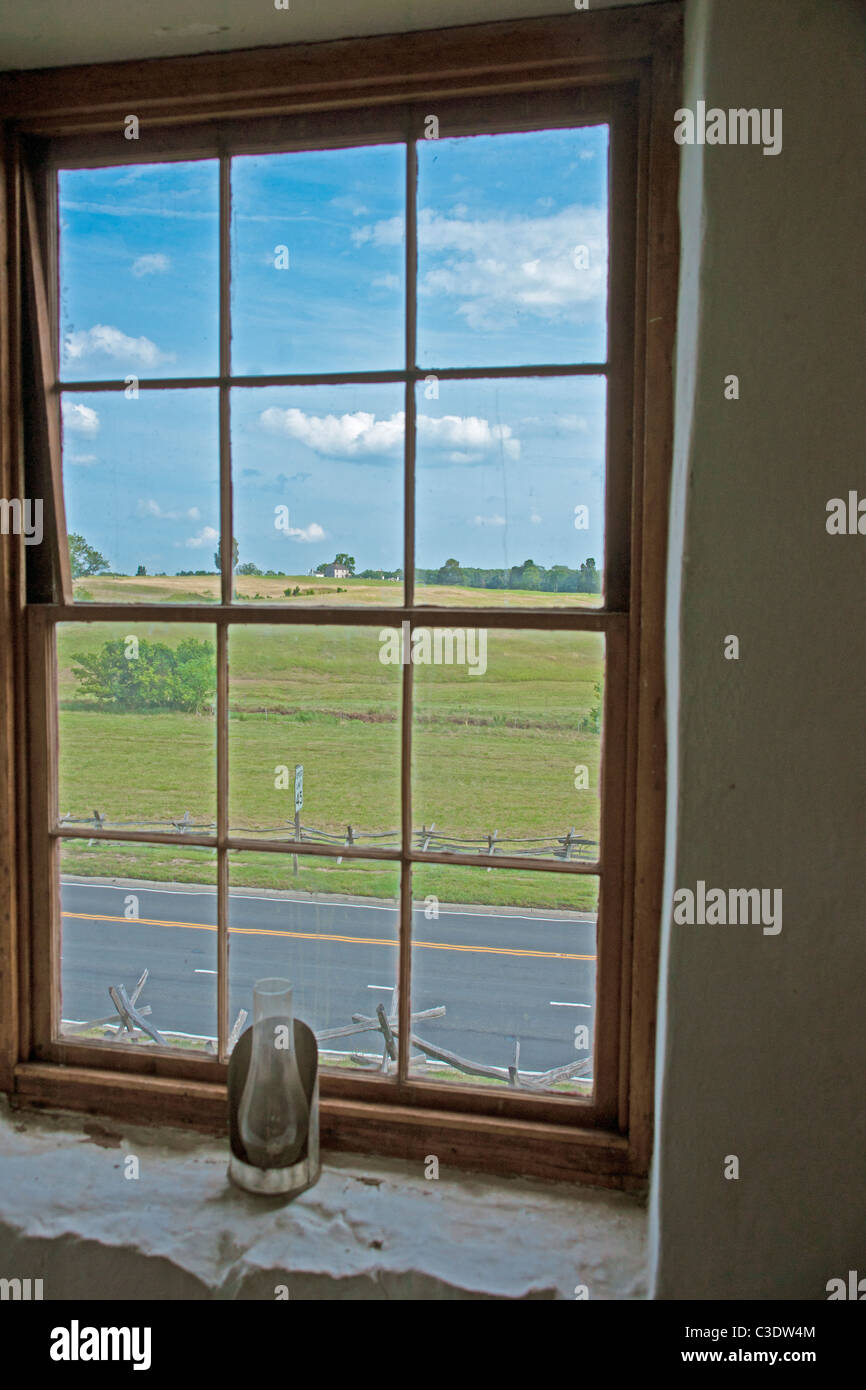 HDR image of the battlefield from open latticed window in the historic ...