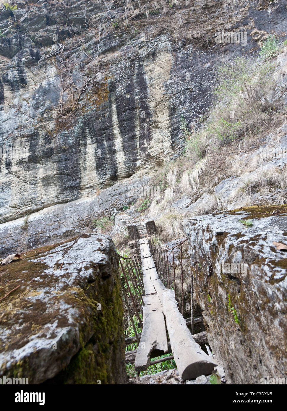 Suspension bridge in the Langtang National Park, Nepal Stock Photo - Alamy