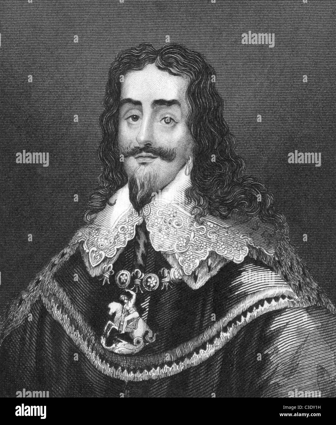 Charles I of England (1600-1649) on engraving from 1830. King of ... Charles I of England (1600-1649) on engraving from 1830. King of ...