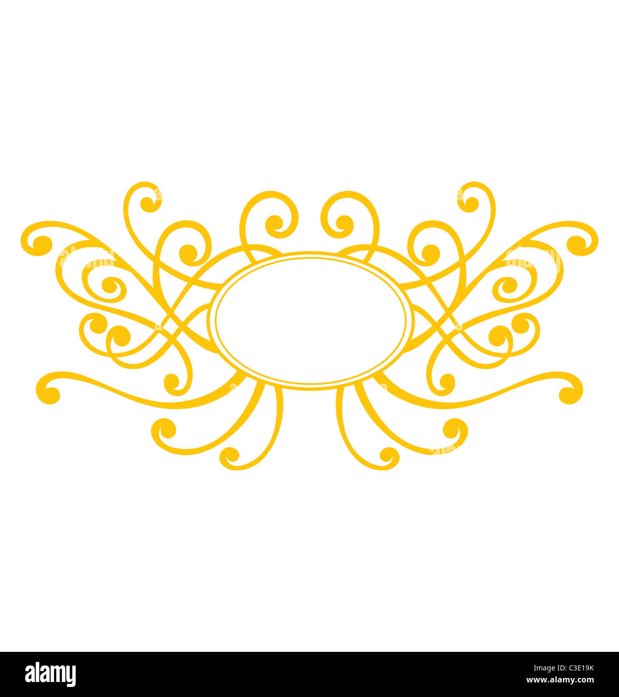 An oval shape frame decorated with swirl around it, great for ...