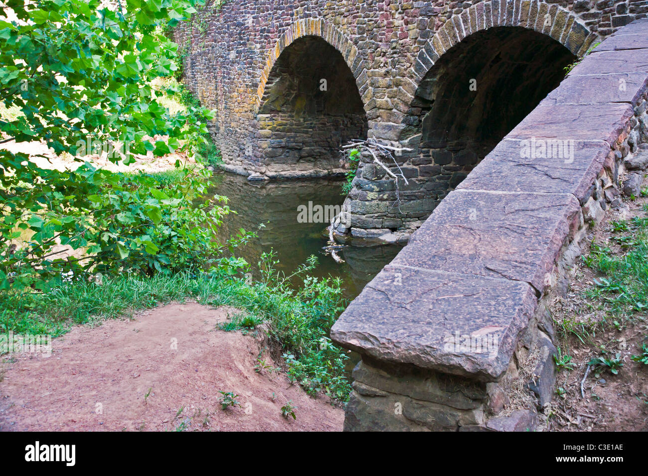 HDR image of the approach to the historic Stone over Bull Run Creek on ...