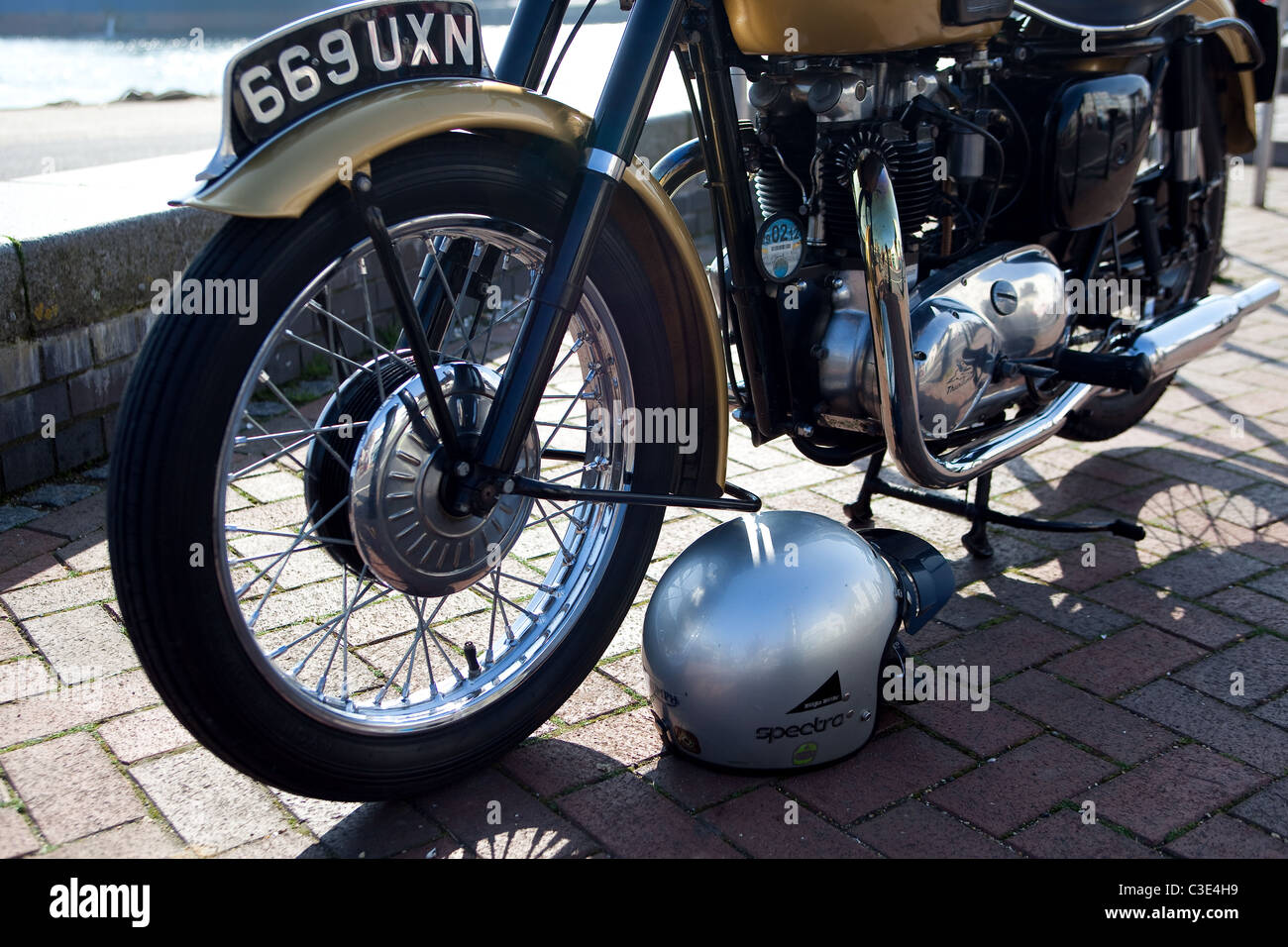 Triumph Motorcycle Poole harbour. England UK Stock Photo - Alamy
