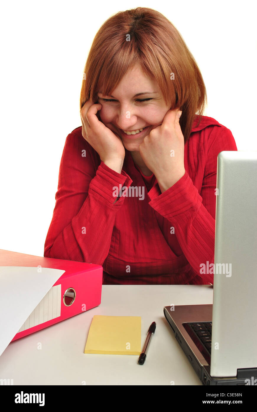 Office assistant is smiling at work Stock Photo - Alamy