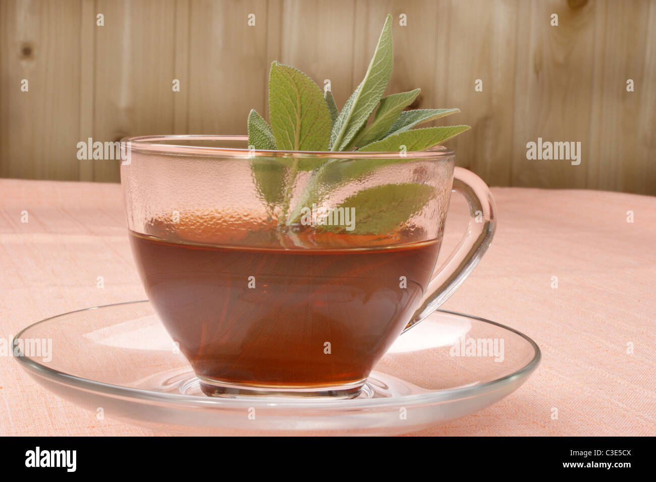 freshly cooked sage tea in a glass cup Stock Photo - Alamy
