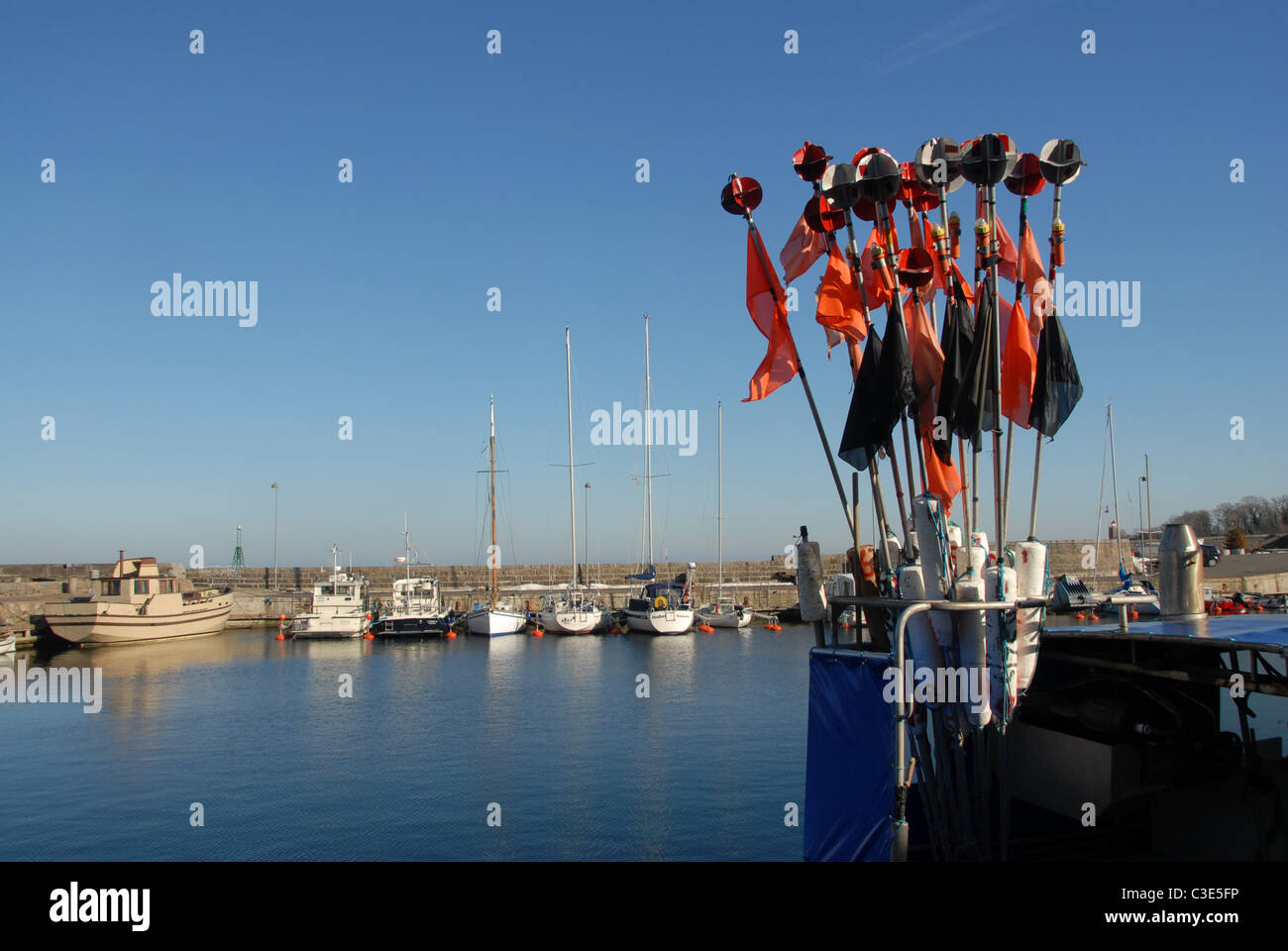 The port of Svaneke on the east coast of the Danish Baltic Sea island ...