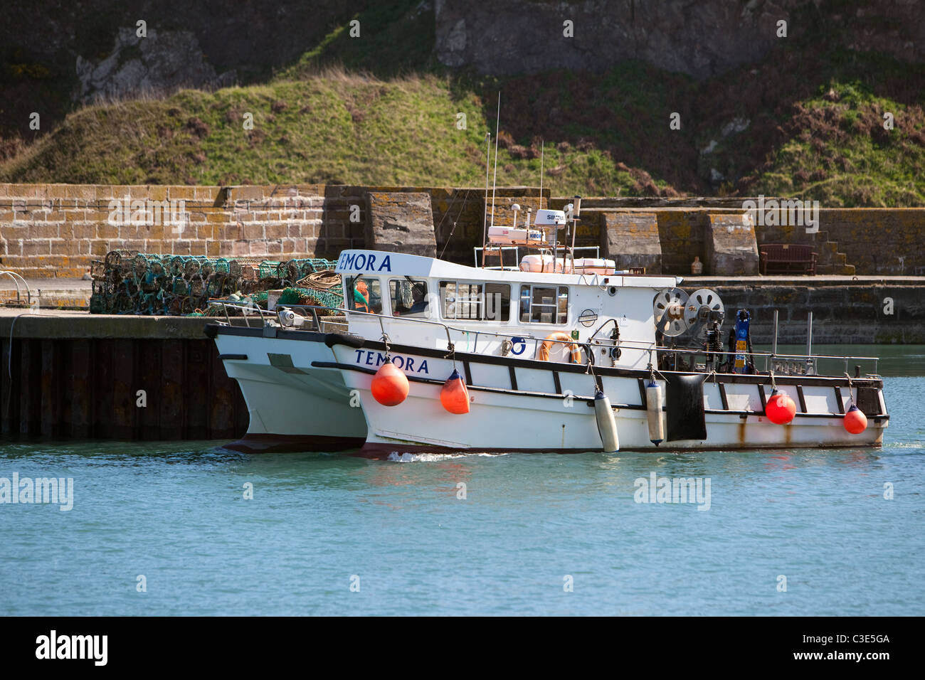 Fishing boat sailing from Stonehaven harbour Scotland UK Stock Photo ...