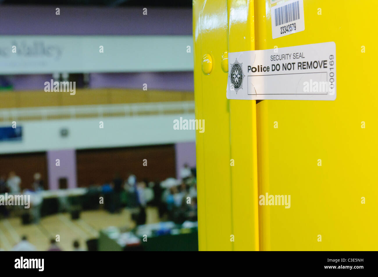 Police security seal on a vending machine after being searched by ...