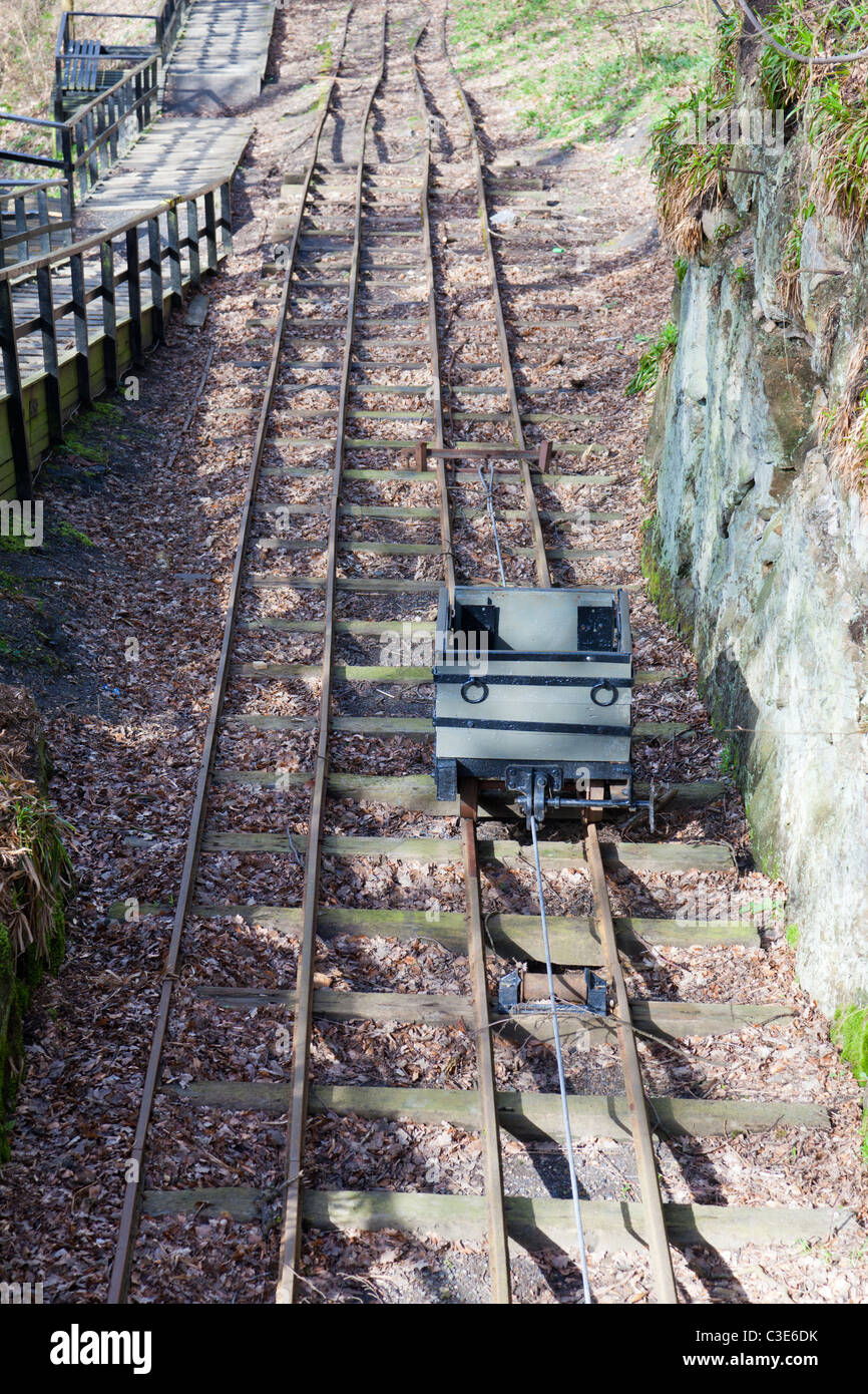 Rail car on incline track Stock Photo - Alamy