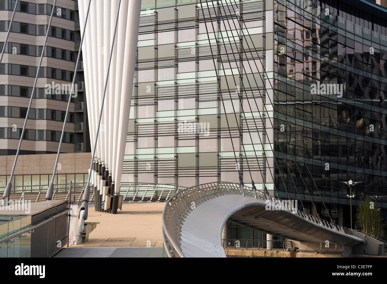 New footbridge, Media City, Salford Quays, Manchester, UK Stock Photo ...