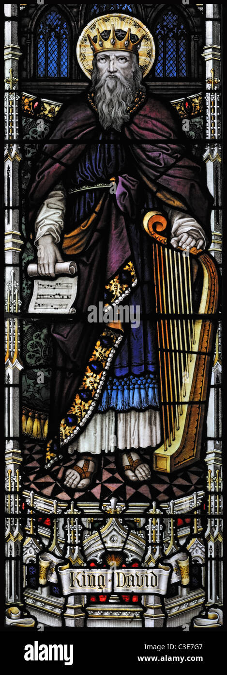Victorian stained glass window depicting King David, Brinton, Norfolk ...