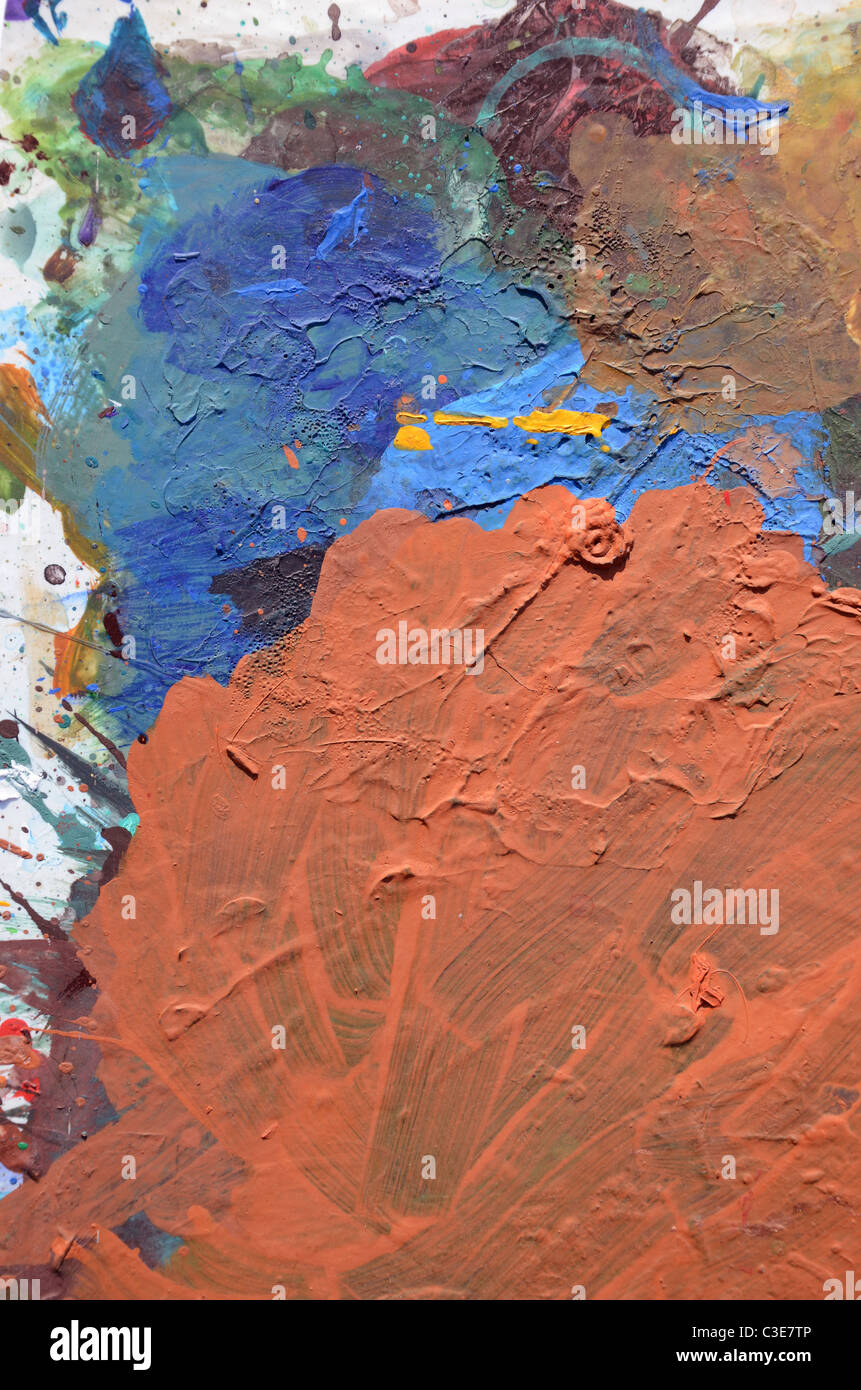 painters palette various colors background and texture Stock Photo - Alamy