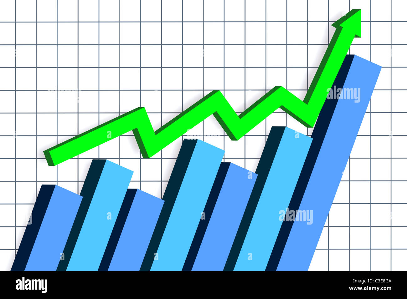 Graph with arrow showing profits and gains Stock Photo - Alamy