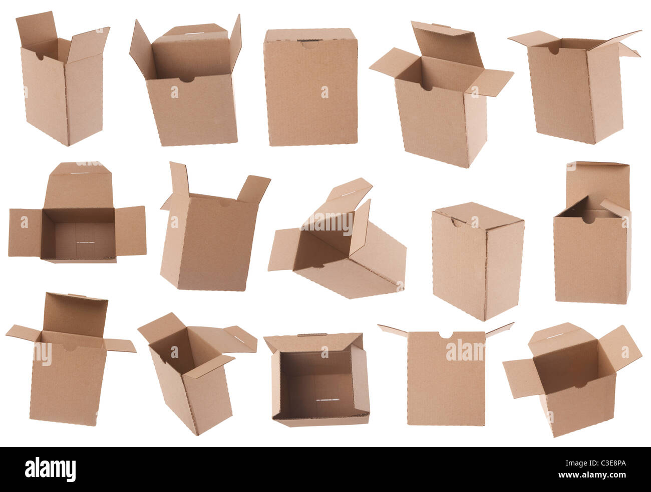 Opened and closed cardboard box isolated on white Stock Photo - Alamy