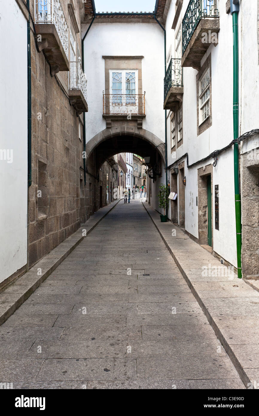 Santa Maria Street in the Historical Center of Guimaraes, Portugal ...