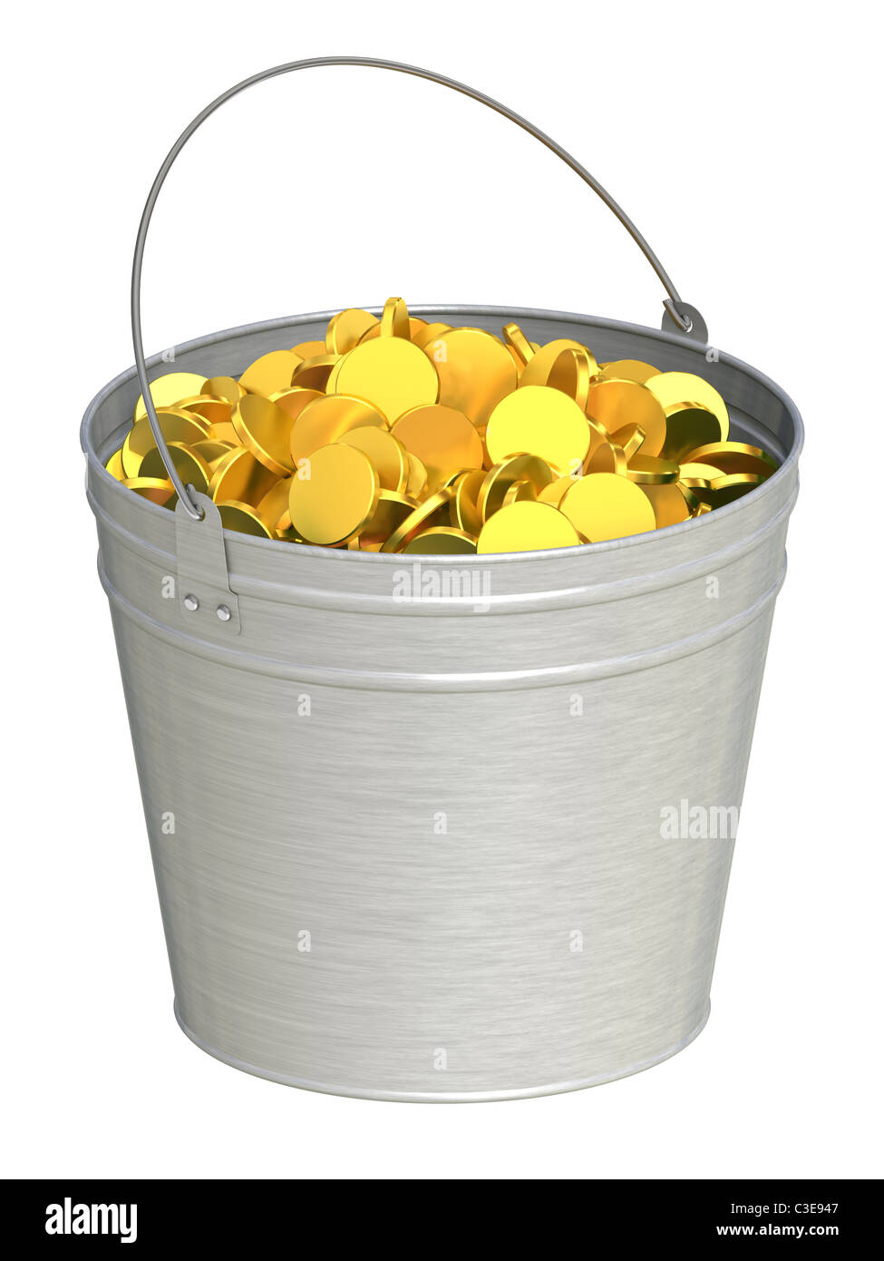 Bucket with gold coins Stock Photo - Alamy