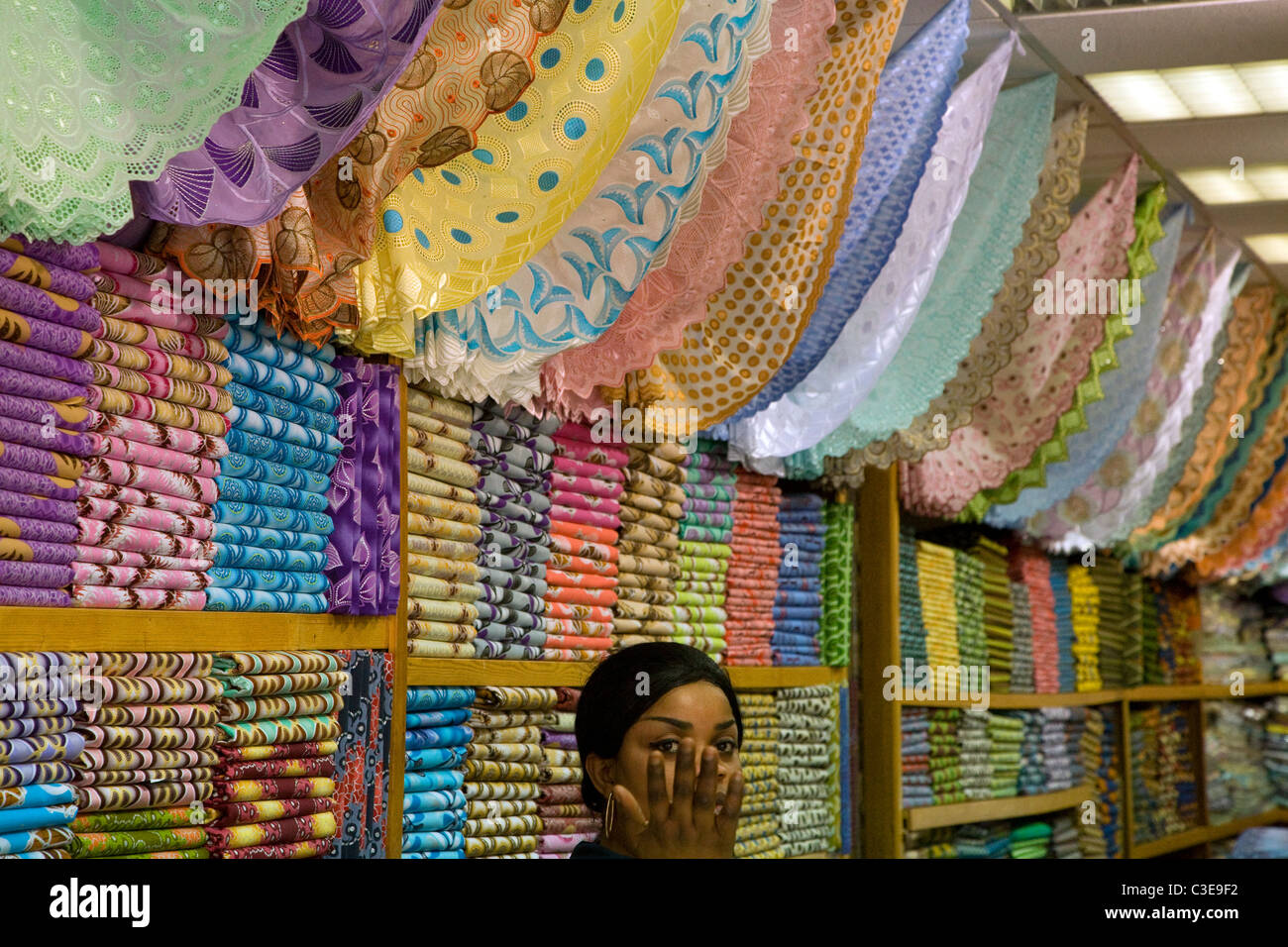 African textile shop east End London Stock Photo - Alamy