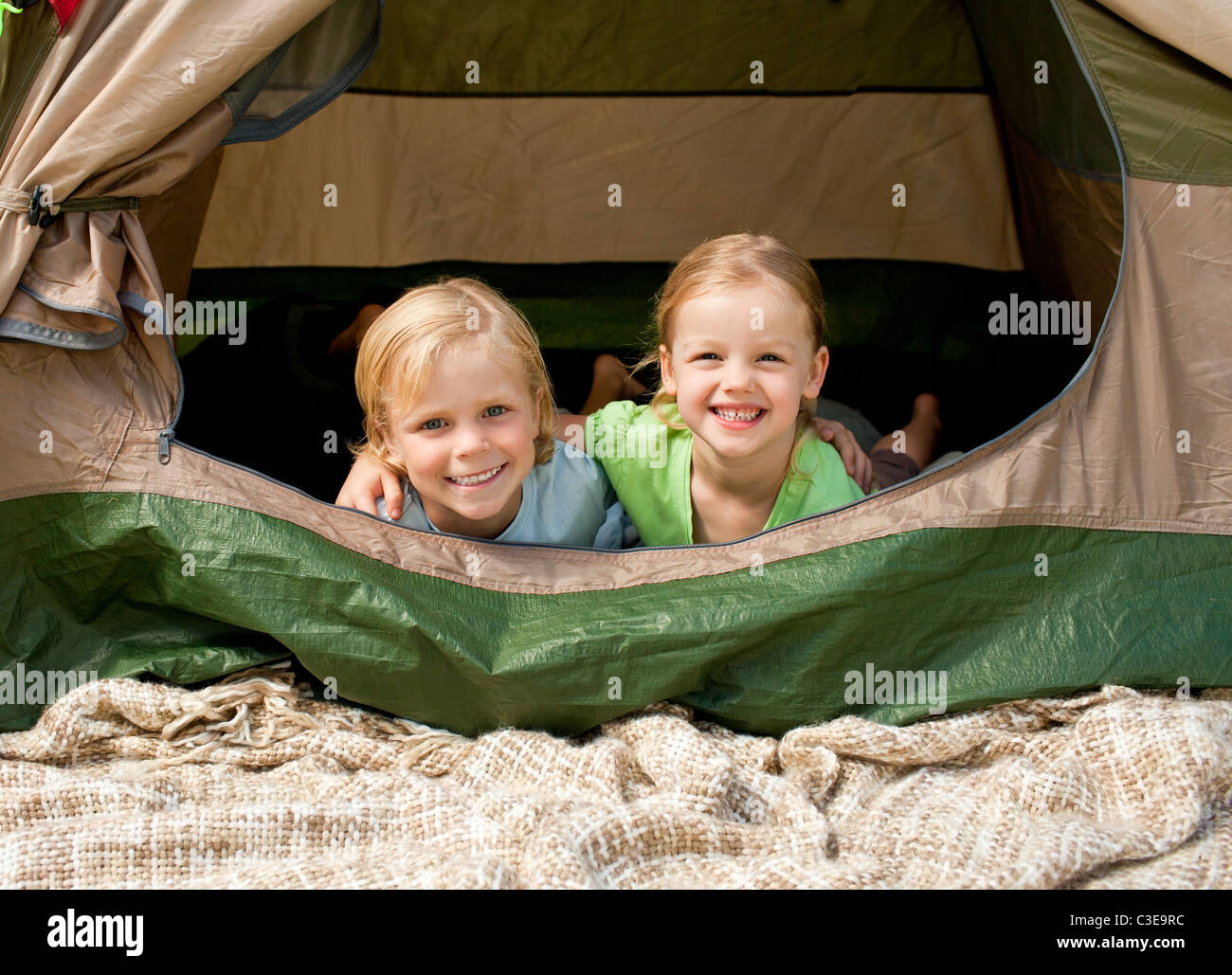 Children camping in the park Stock Photo - Alamy