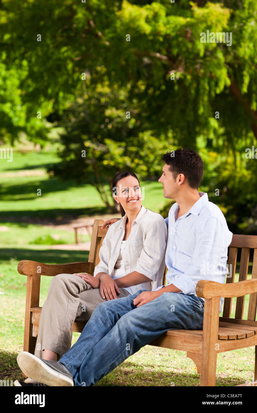 Couple on the bench Stock Photo - Alamy
