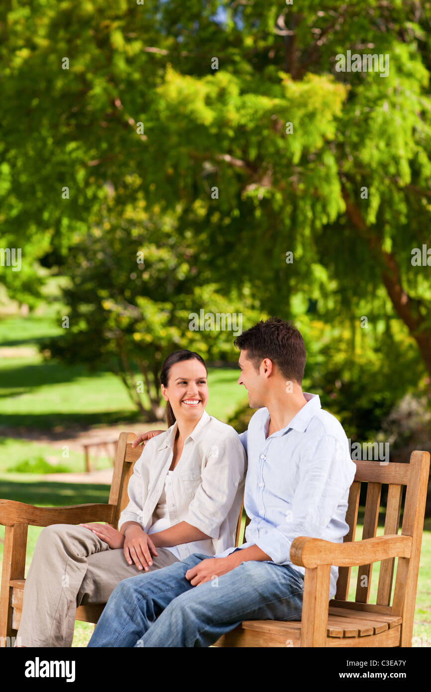 Couple on the bench Stock Photo - Alamy