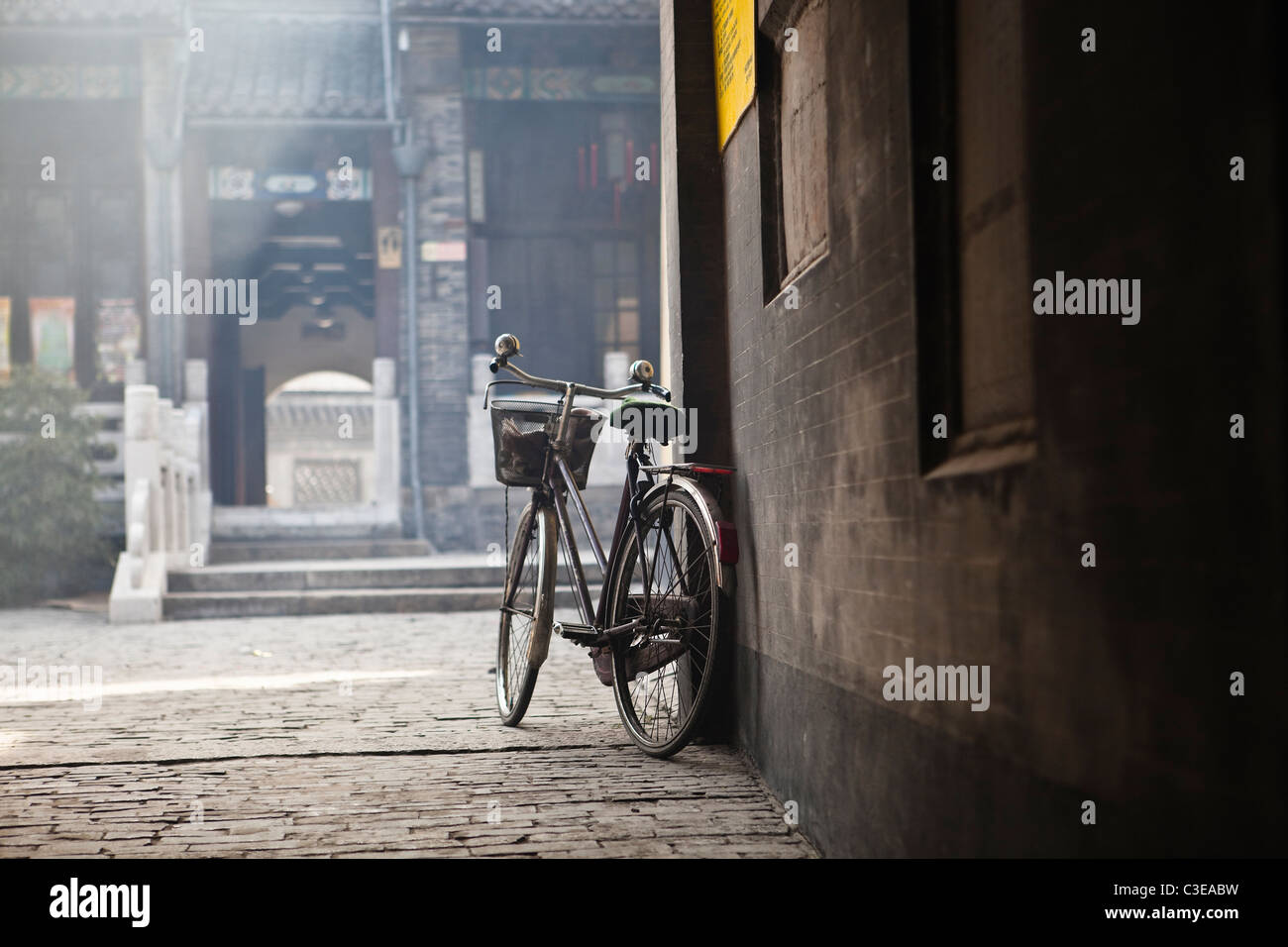 Vintage Bicycle Asian Street Asian Old Bicycle Stock Photos, Royalty