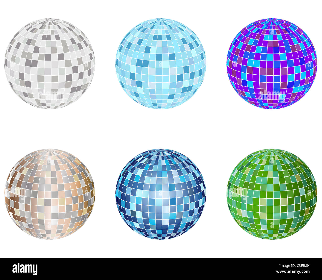 Set of disco sphere equipment in three-dimensions shape Stock Photo - Alamy